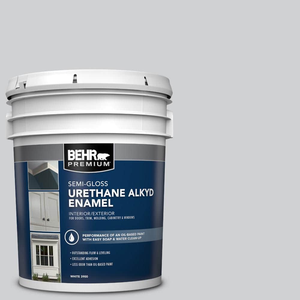 BEHR PREMIUM 5 gal. #N510-1 Silver Shadow Urethane Alkyd Semi-Gloss ...