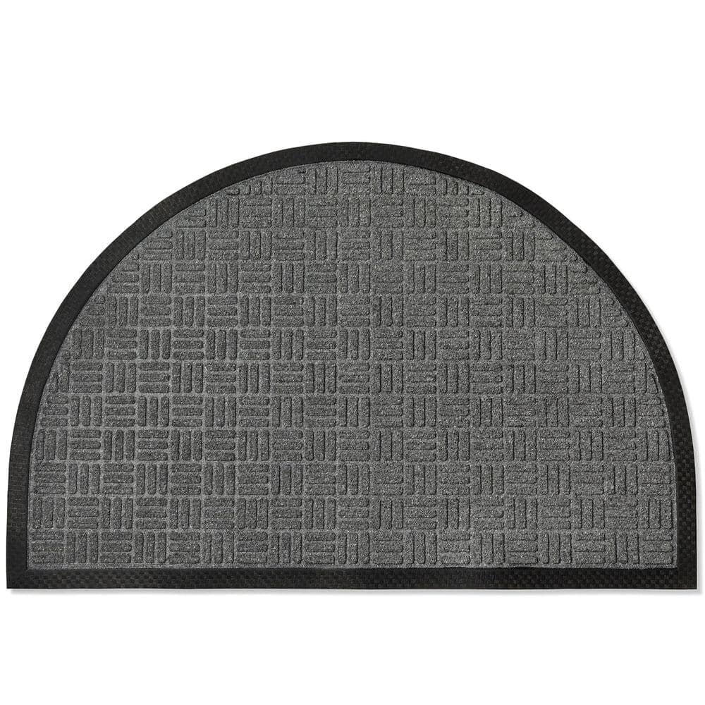 Envelor Indoor Outdoor Doormat Grey 24 in. x 36 in. Checker Half Round ...