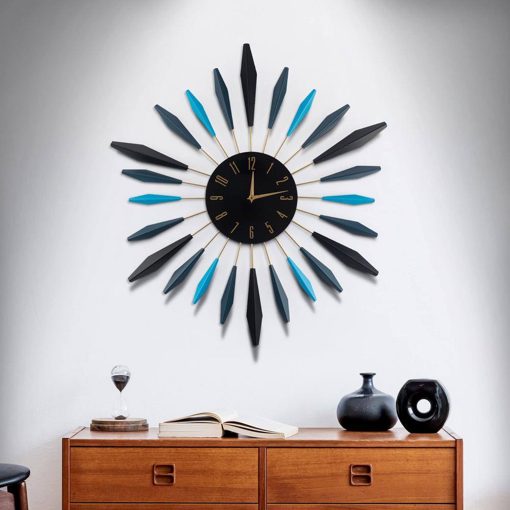 27.6 in. Black Large Mid Century Wall Clock NYEH79KLF7 - The Home Depot