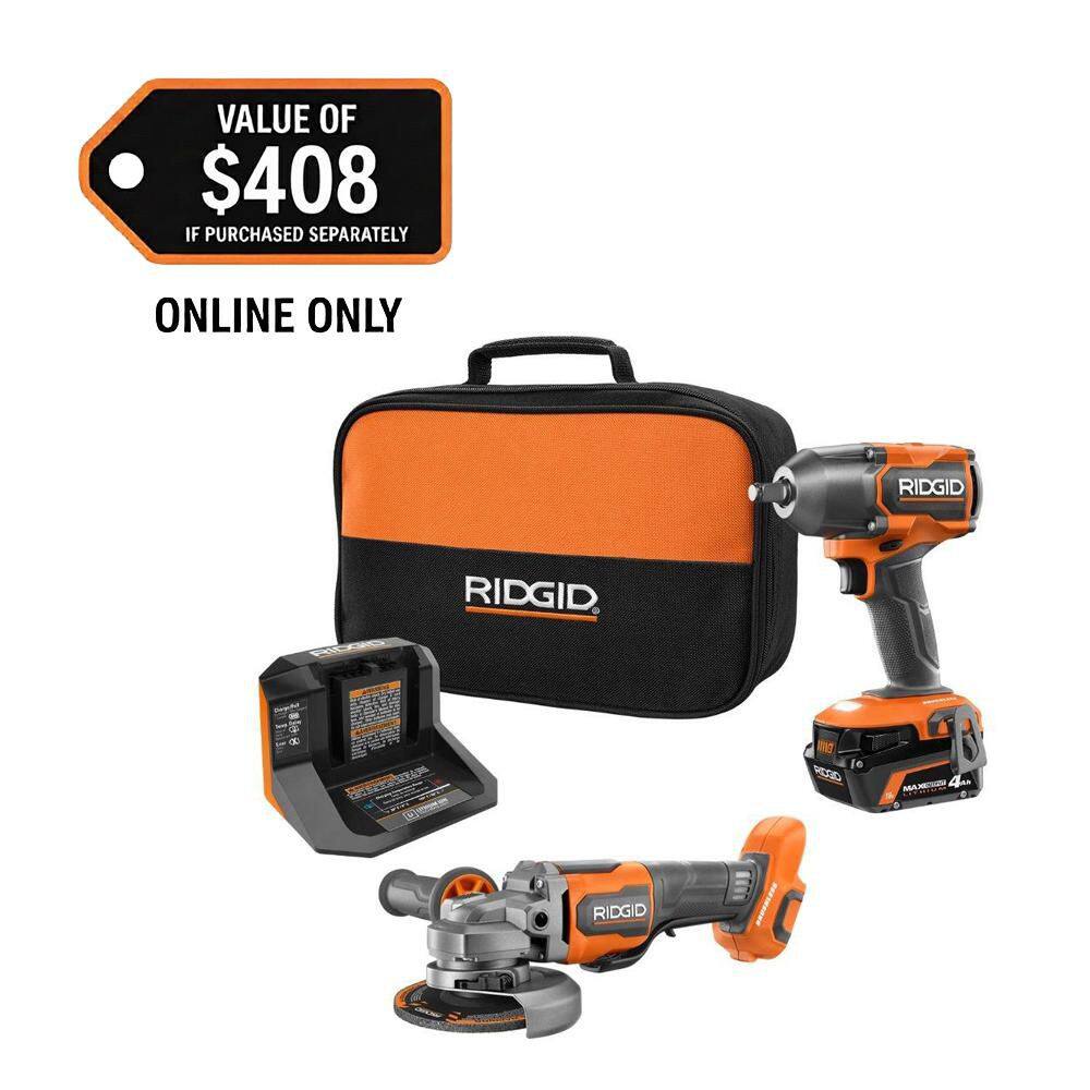RIDGID 18V Brushless Cordless 2-Tool Combo Kit w/ 1/2 in. Impact Wrench ...