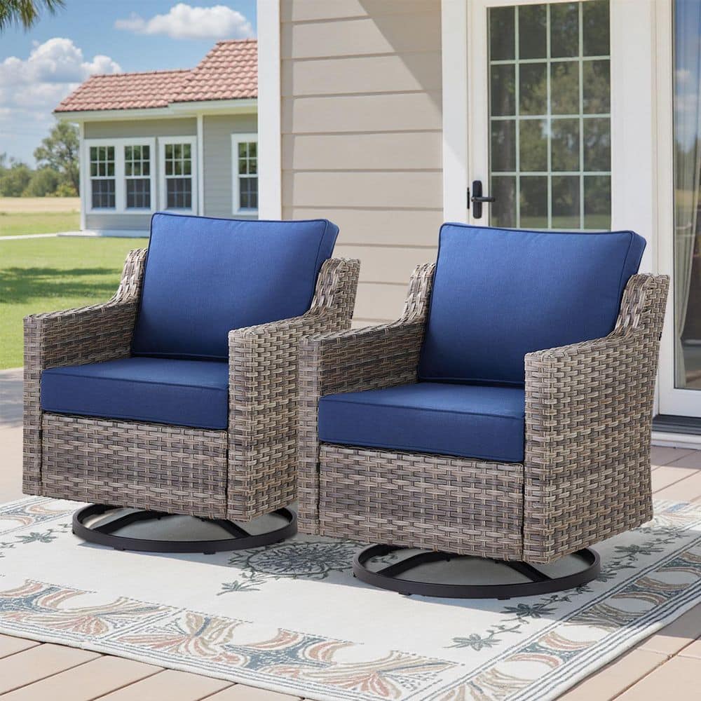 Buenaola 2-Person Wicker Outdoor Glider with Swivel Rocking, Patio ...