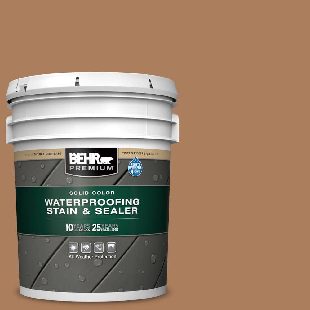 BEHR PREMIUM 5 gal. #S230-6 Burnt Toffee Solid Color Waterproofing ...