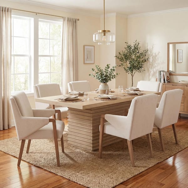 CHRISTOPHER KNIGHT HOME Livia 7-Piece Wood Top Dining Set with Beige ...