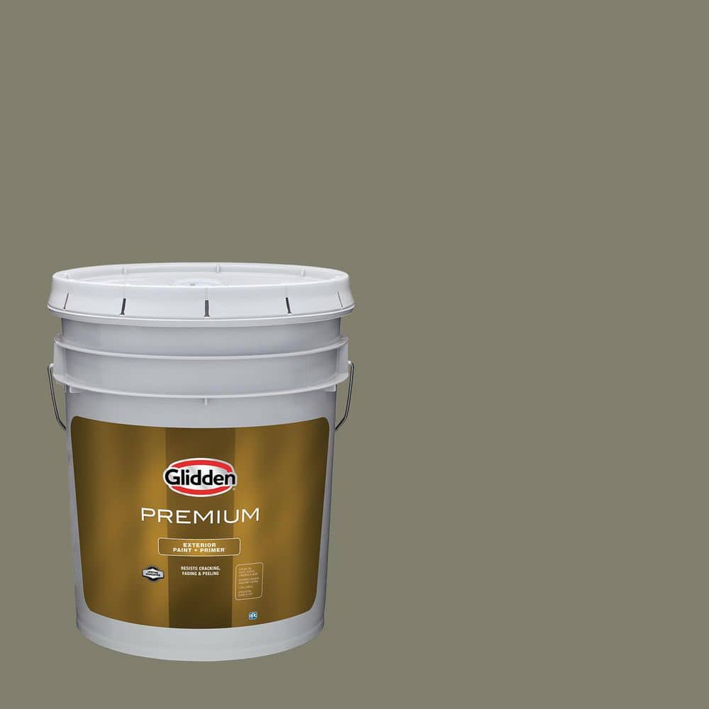 Glidden Premium 5 gal. PPG1028-5 Autumn Gray Satin Exterior Latex Paint ...