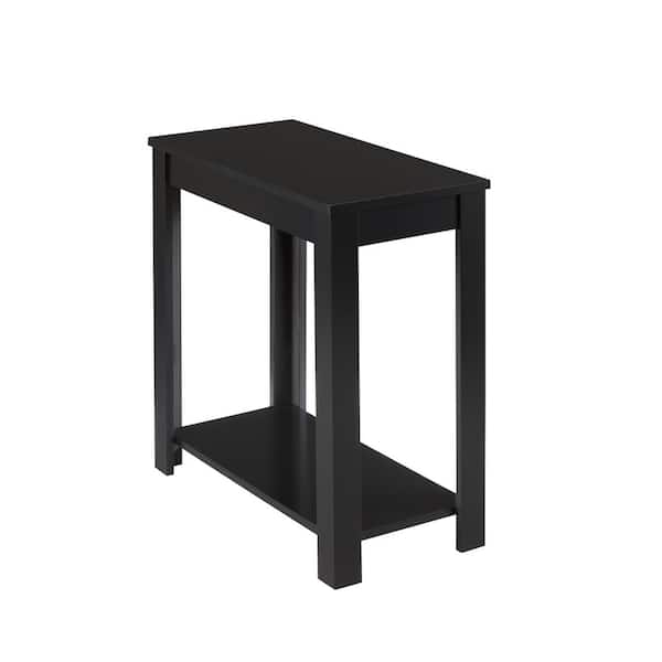 Black Rectangular Solid Wood Outdoor Side Table, with Open Bottom Shelf ...