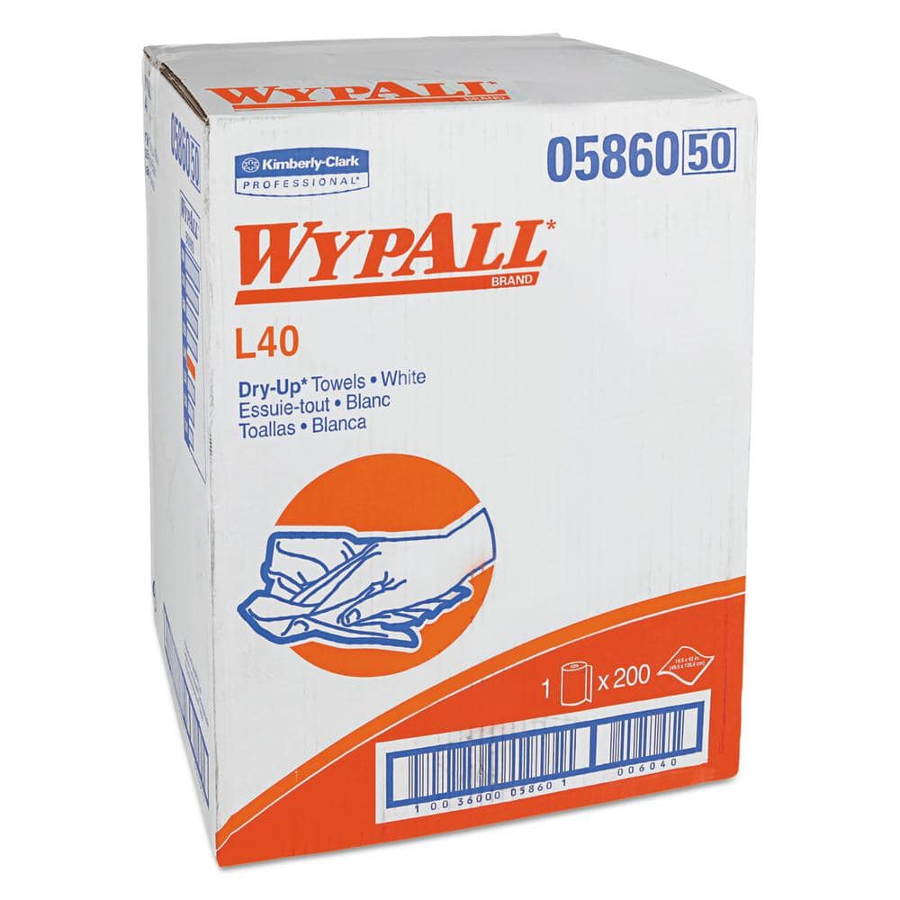 WYPALL L40 Towels, Dry Up Towels, 19-1/2 in. x 42 in., White, 200 ...