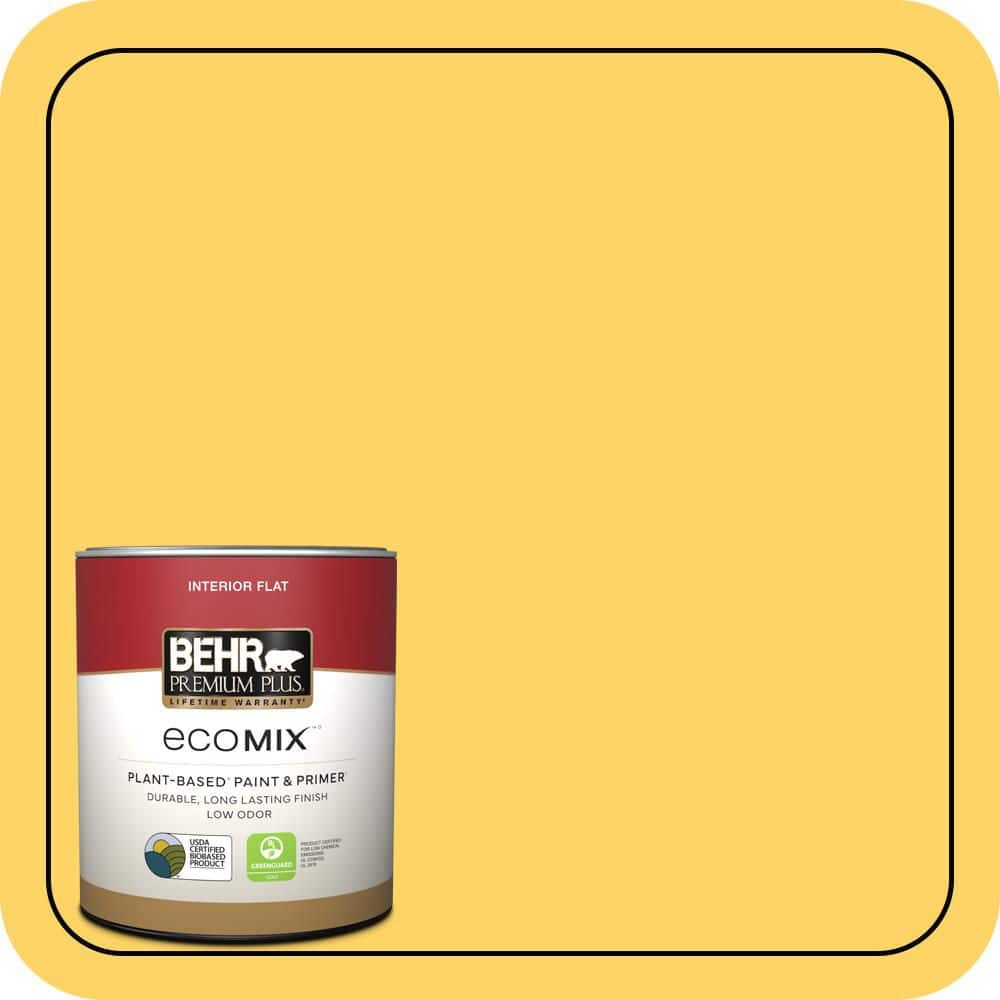 BEHR PREMIUM PLUS 1 qt. #P290-5 Squash Blossom Flat EcoMix Plant-Based ...
