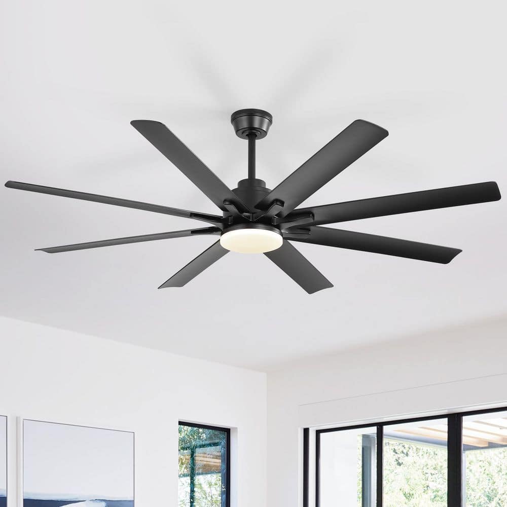 CACI Mall 52 in. Indoor/Outdoor Integrated LED Black Downrod Mount ...
