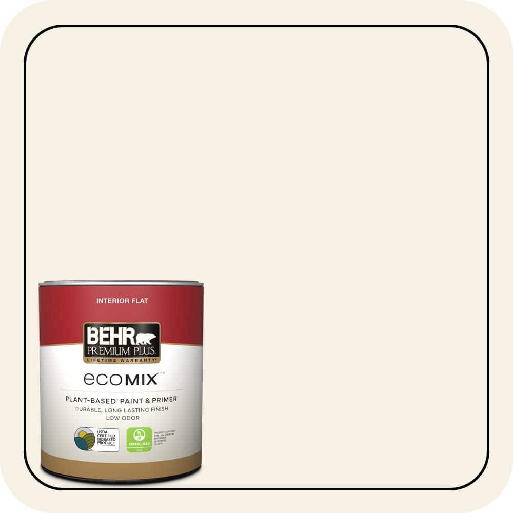 BEHR PREMIUM PLUS 1 qt. #ECC-16-2 Bright Moon Flat EcoMix Plant-Based ...