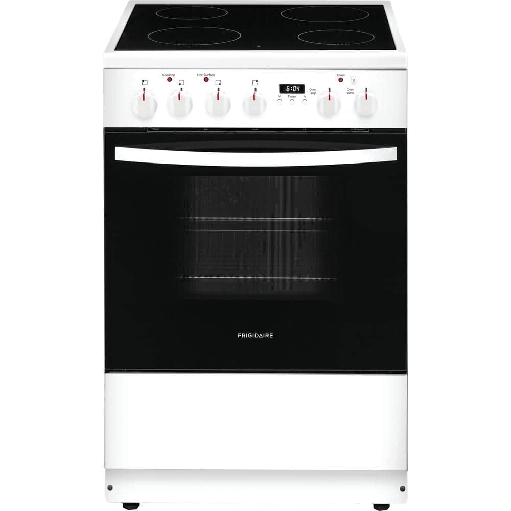 Frigidaire 24 in. Freestanding Smooth Cooktop Electric Range in White ...
