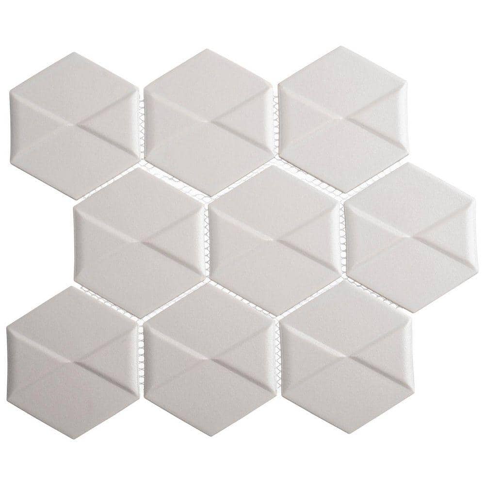 ANDOVA Albin Pinetta Grey 3 in. x 4 in. Porcelain 3D Hexagon Satin Wall ...