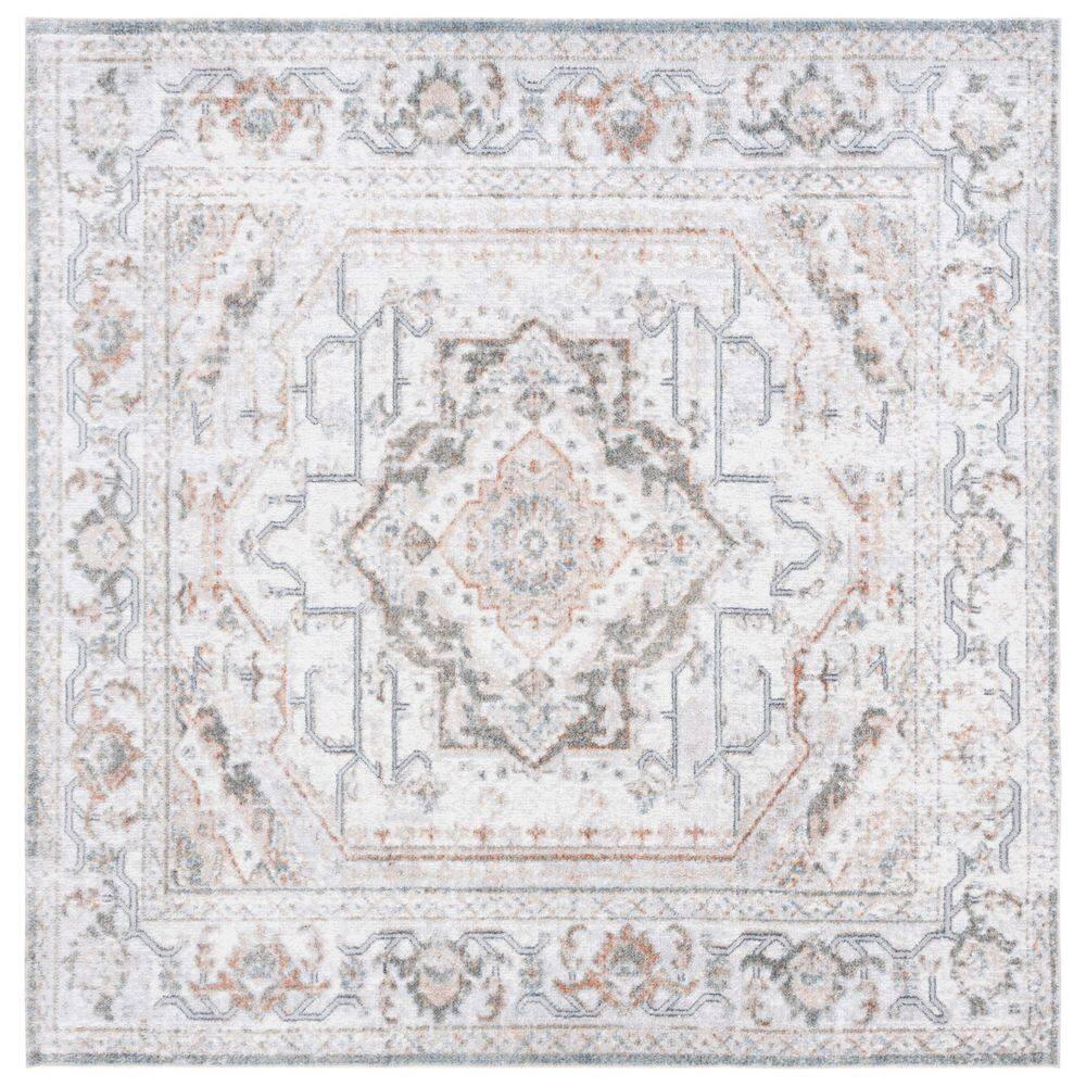SAFAVIEH Baltimore 7 ft. x 7 ft. Light Gray/Rust Machine Washable ...