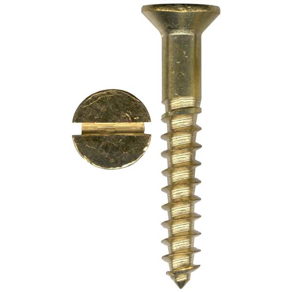 Everbilt #4 3/8 in. Slotted Flat-Head Wood Screws (8-Pack) 23761 - The ...