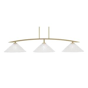 Siena 3-Light New Age Brass Billiard Light with 13 in. Clear Ribbed ...