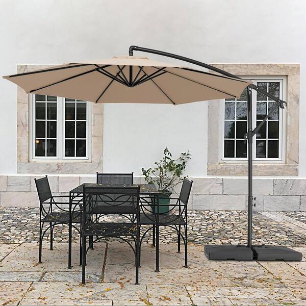 JEAREY 10 ft. Steel Cantilever Patio Umbrella with weighted base in ...
