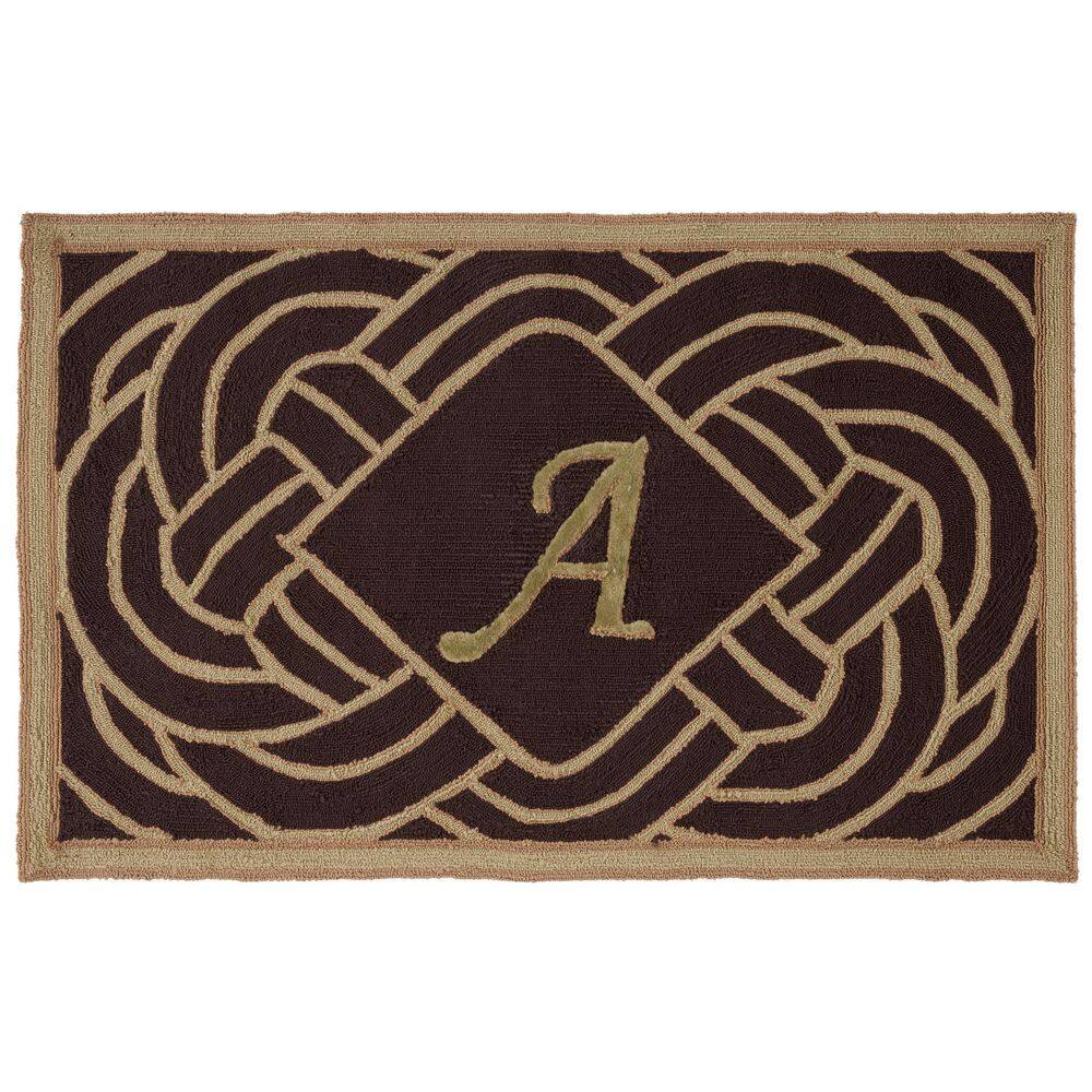 SAFAVIEH Monogram Chocolate 3 ft. x 4 ft. "A" Ornate Swirl Indoor ...
