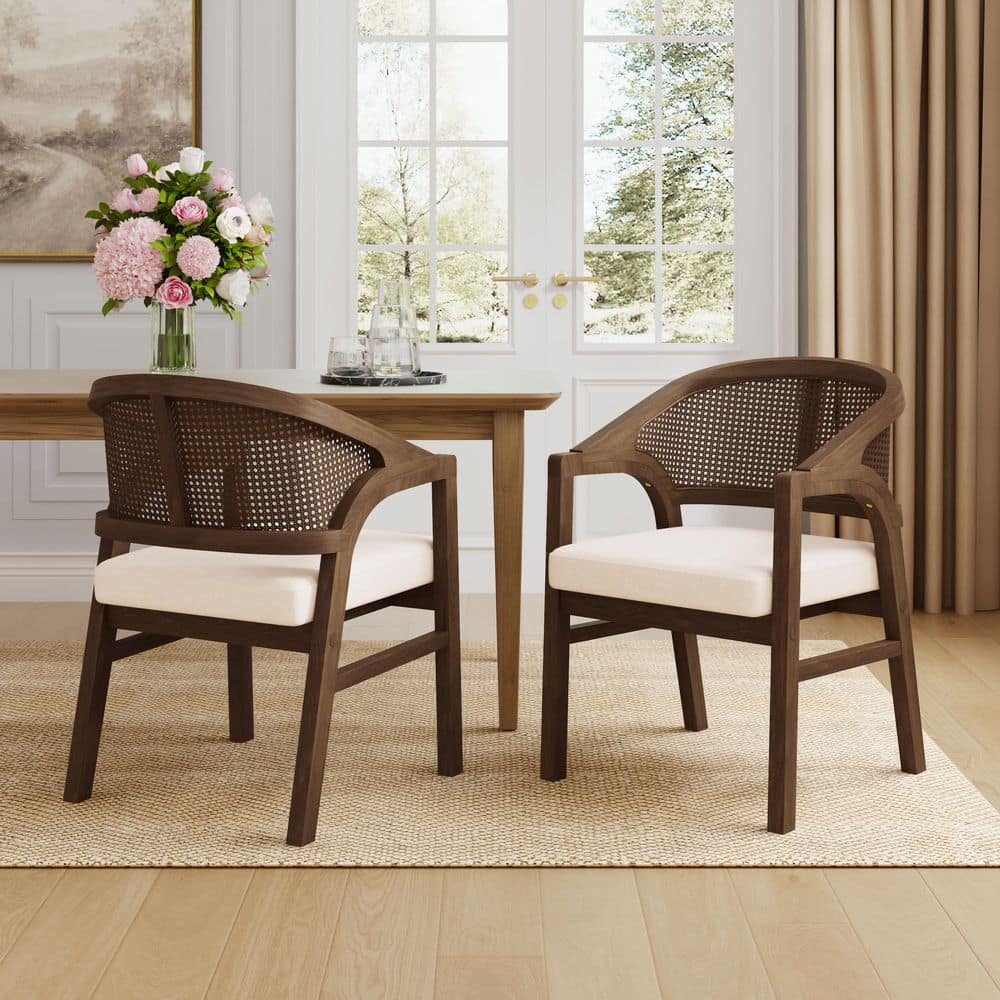 CHRISTOPHER KNIGHT HOME Lucas Walnut and Beige Polyester Upholstered ...