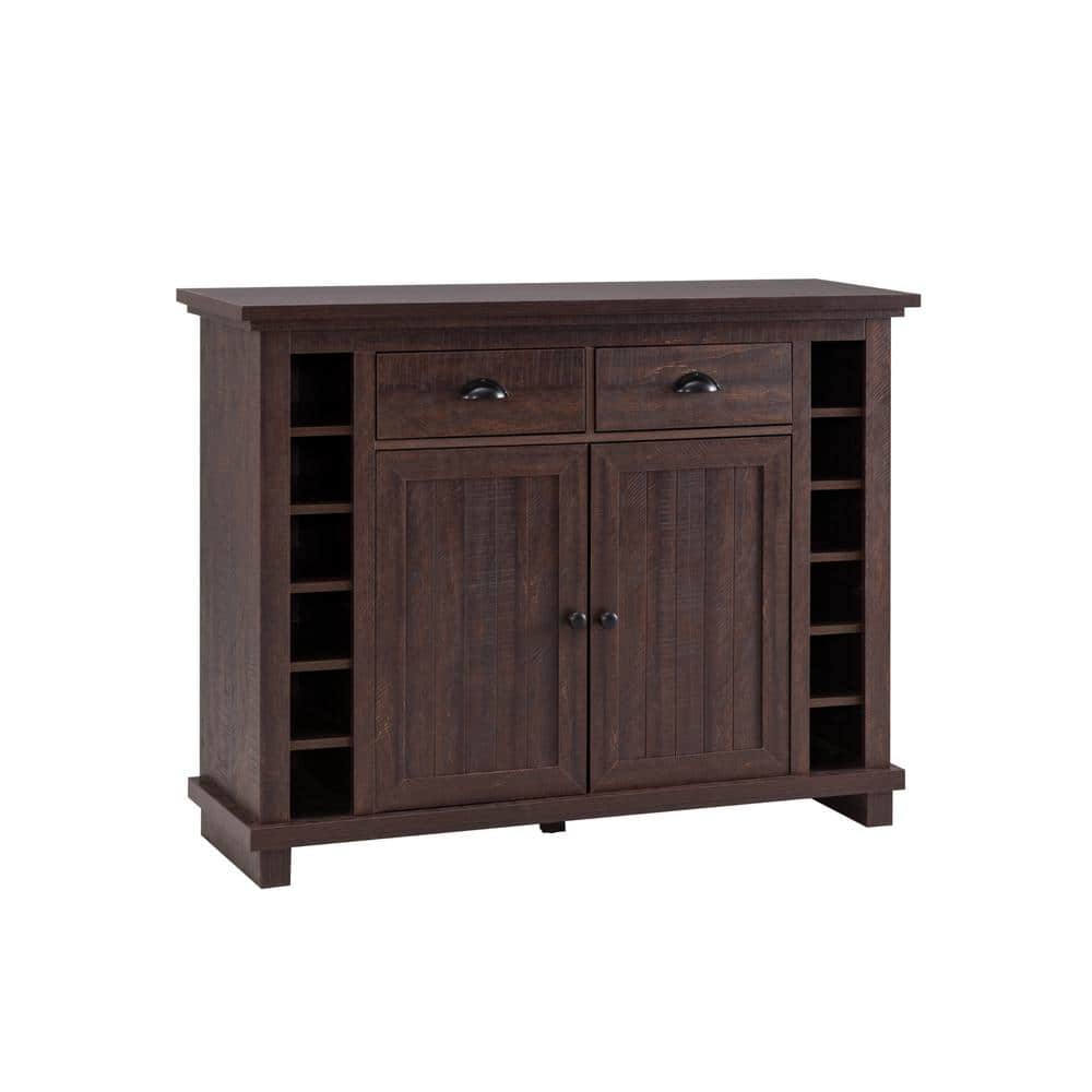 Home Source Industries Home Source Mahogany Bar Cabinet with Stem Glass ...