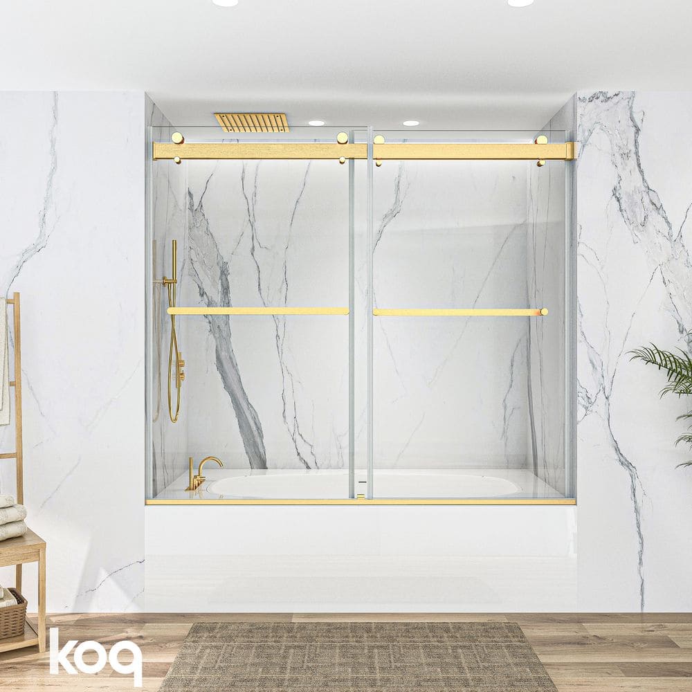 KOQ Aureum Series 60 in. W x 66 in. H Double Sliding Tub Door in ...