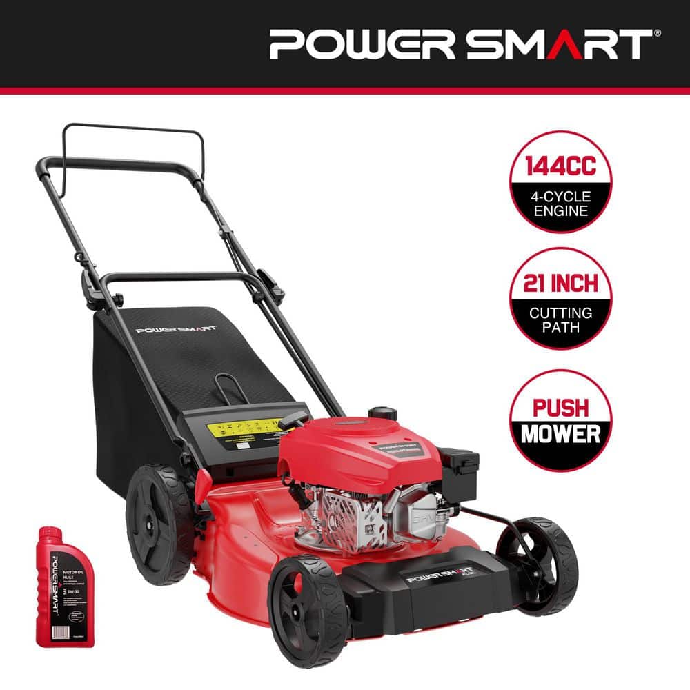 PowerSmart 21 in. 144cc OHV 4-stroke engine 3-in-1 Gas Push Lawn Mower ...