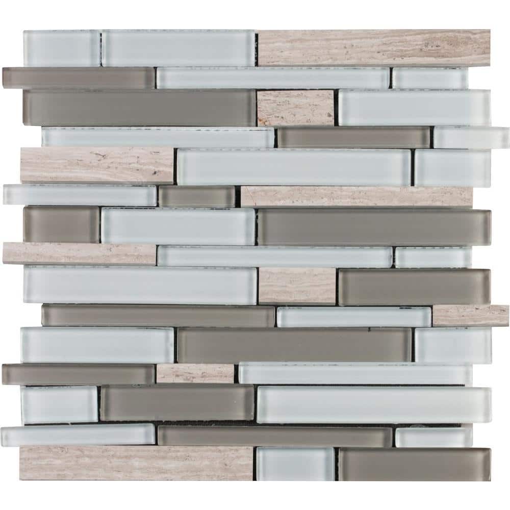 MSI Gray Fantasy Interlocking 12 in. x 12 in. x 8 mm Glass Stone Mesh ...