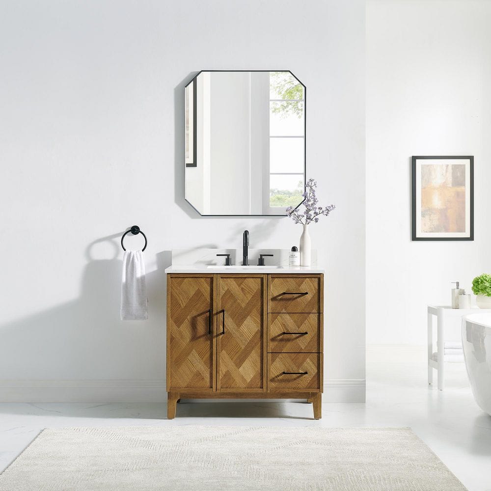 Altair Clara 36 in. Single Freestanding Weathered Brown Bath Vanity ...