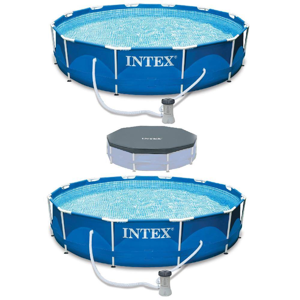 Intex 12 ft. x 30 in. Metal Frame Swimming Pool with Filter Pump (2 ...