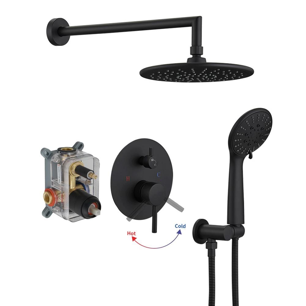 BWE Single Handle 3-Spray Rain Shower Head Round Shower Faucet 2.5 GPM ...