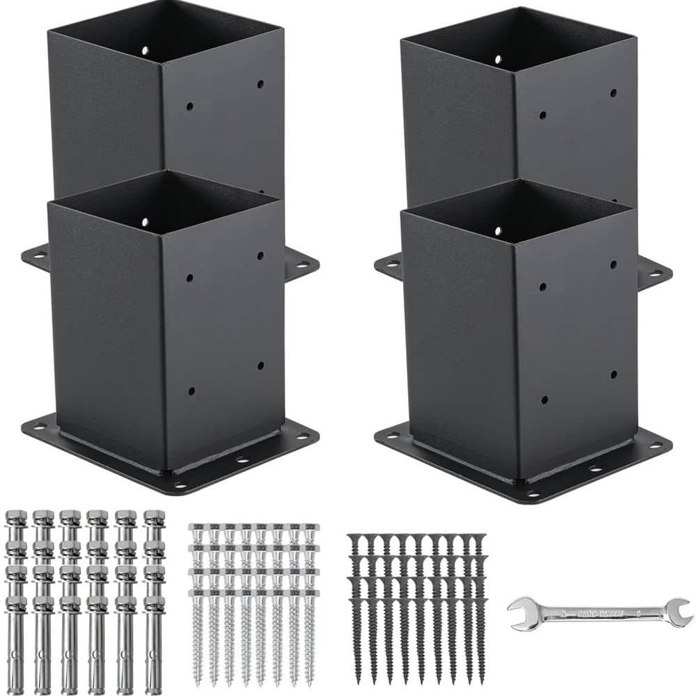 KIWDZFU 4 in. x 4 in. Thick Solid Steel and Black Powder Coated Post ...