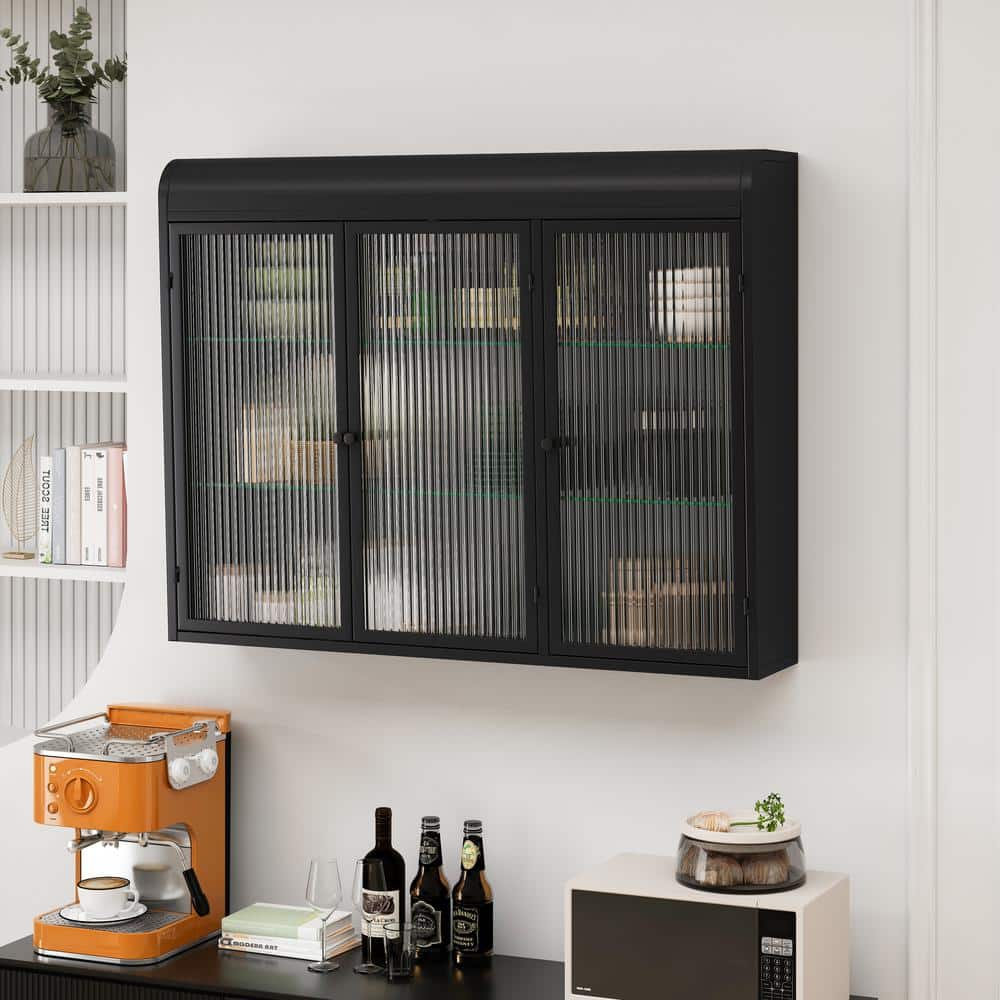 Tahanbath 3-Door Arched Wall Mounted Glass Cabinets for Kitchen, Living ...