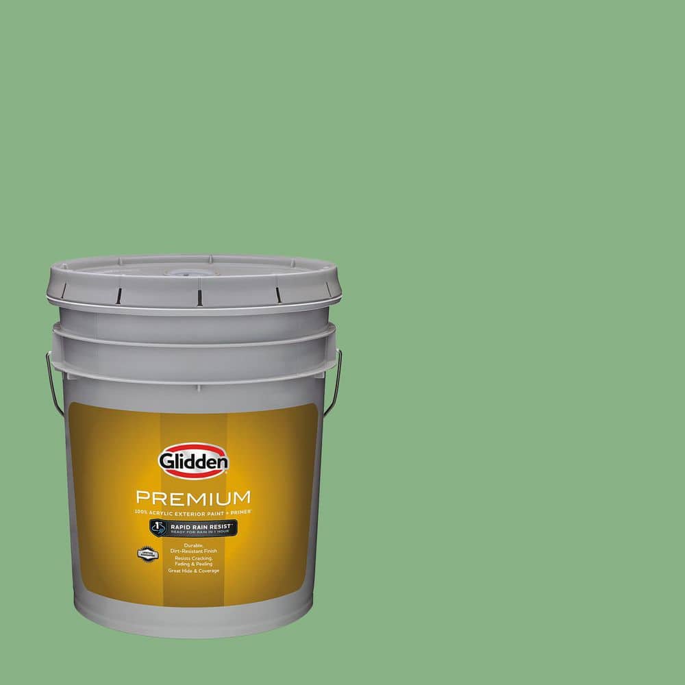 Glidden Premium 5 gal. PPG1131-5 Chatty Cricket Satin Exterior Latex ...