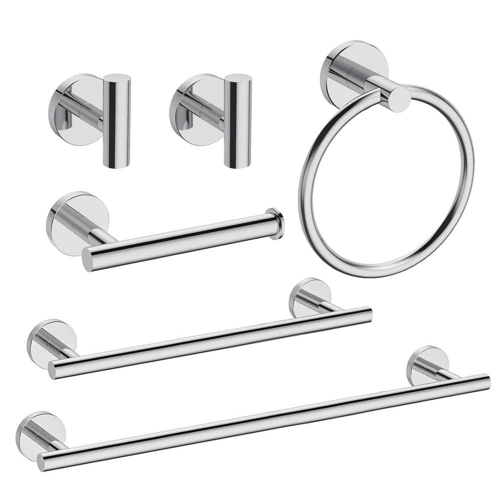 YULIKA 6-Piece Bath Hardware Set Bathroom Towel Rack Set with 2 Towel ...