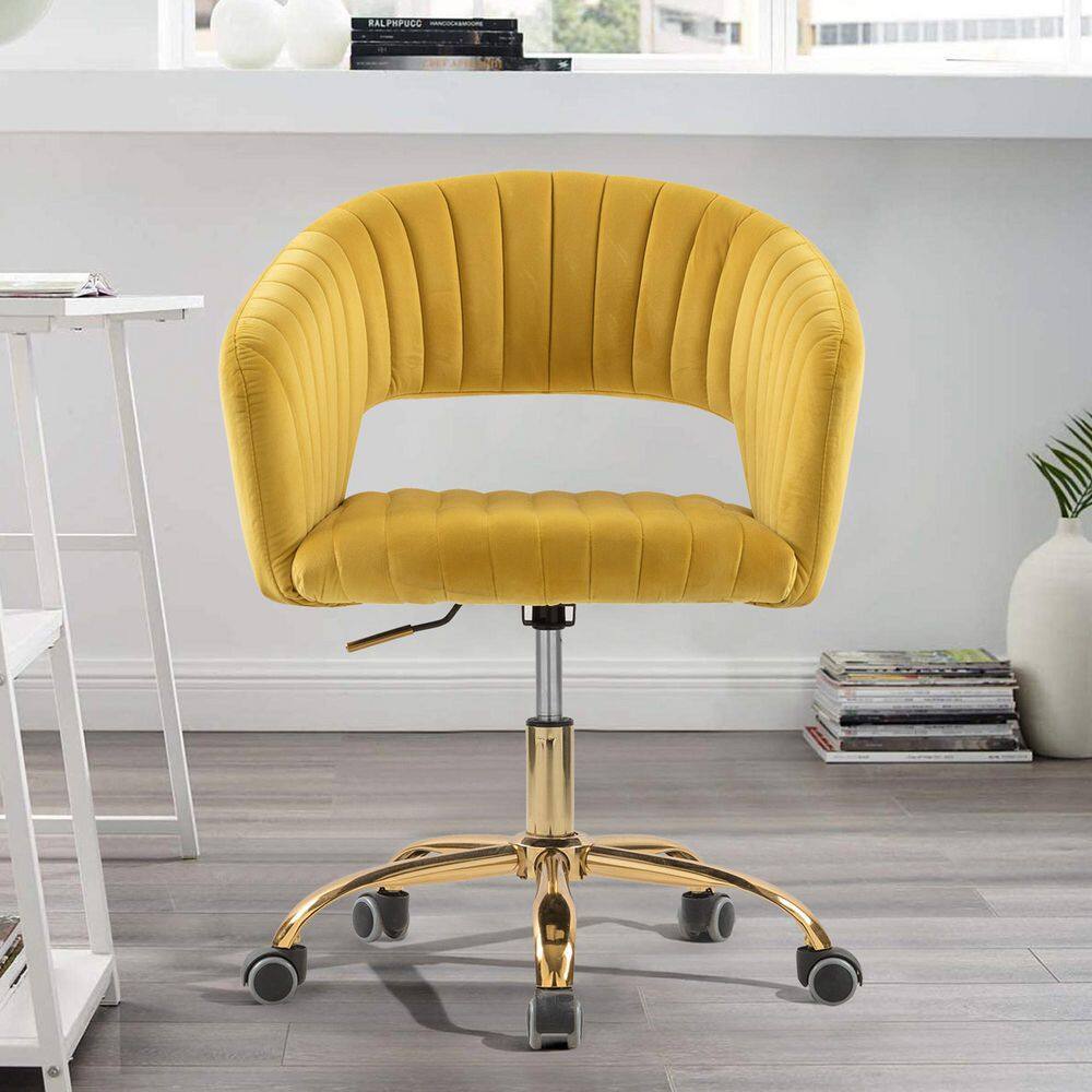 HOMEFUN Modern Cute Upholstered Velvet Swivel and Adjustable Task Chair ...
