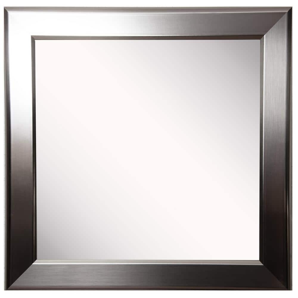 27 in. W x 27 in. H Framed Square Bathroom Vanity Mirror in Silver ...