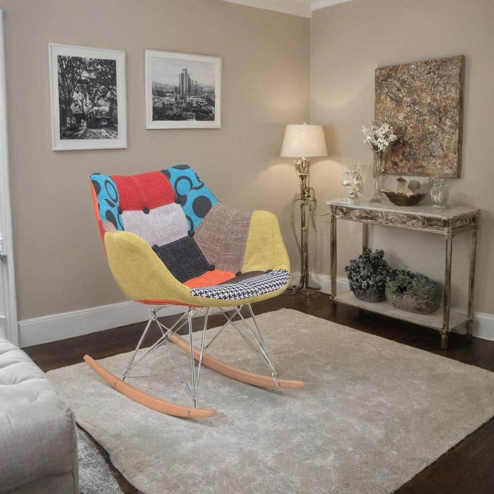 Leisuremod Accent Rocking Chair Upholstered in Polyester Velvet with ...