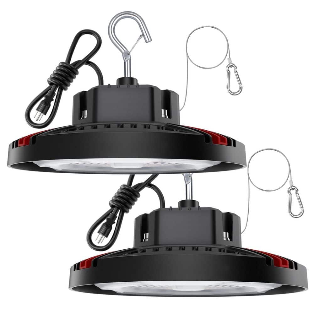 160W UFO LED High Bay Light, 2-Pc, 6 ft, 24000-Lumen, 5000K Daylight ...