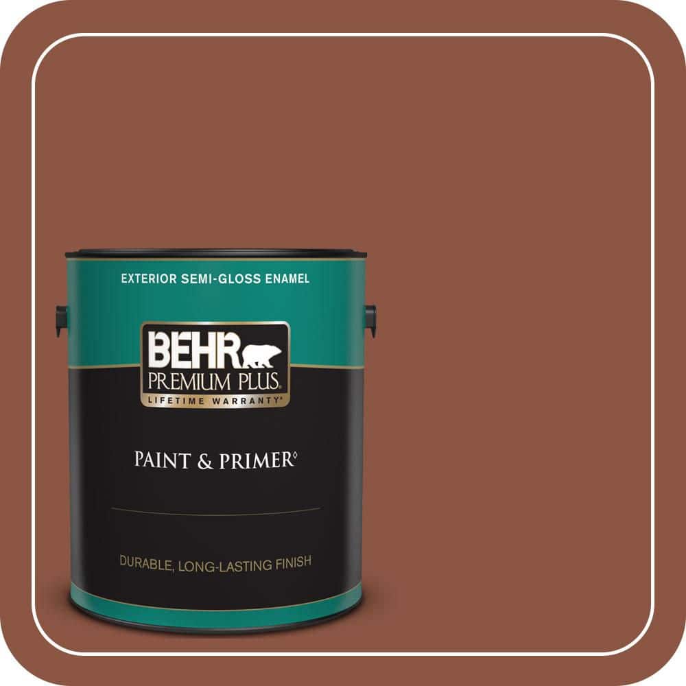 BEHR PREMIUM PLUS 1 gal. #S180-7 True Copper Semi-Gloss Enamel Exterior ...