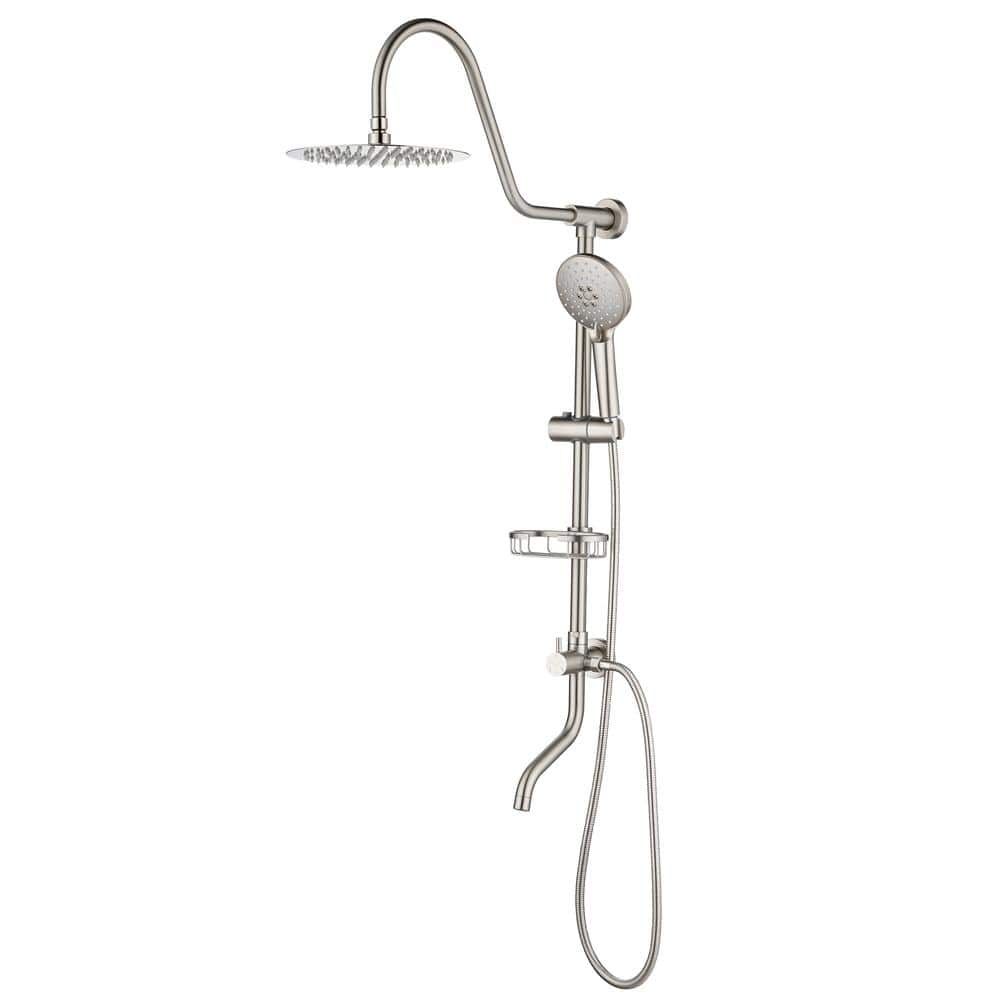 Lukvuzo 10 in. Head 3-Jet Shower System with Adjustable Sliding Shower ...