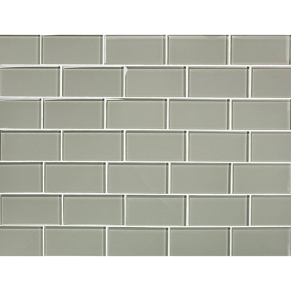 ABOLOS Modern Design Smokey Gray 3 in. x 6 in. Glossy Glass Subway Wall ...