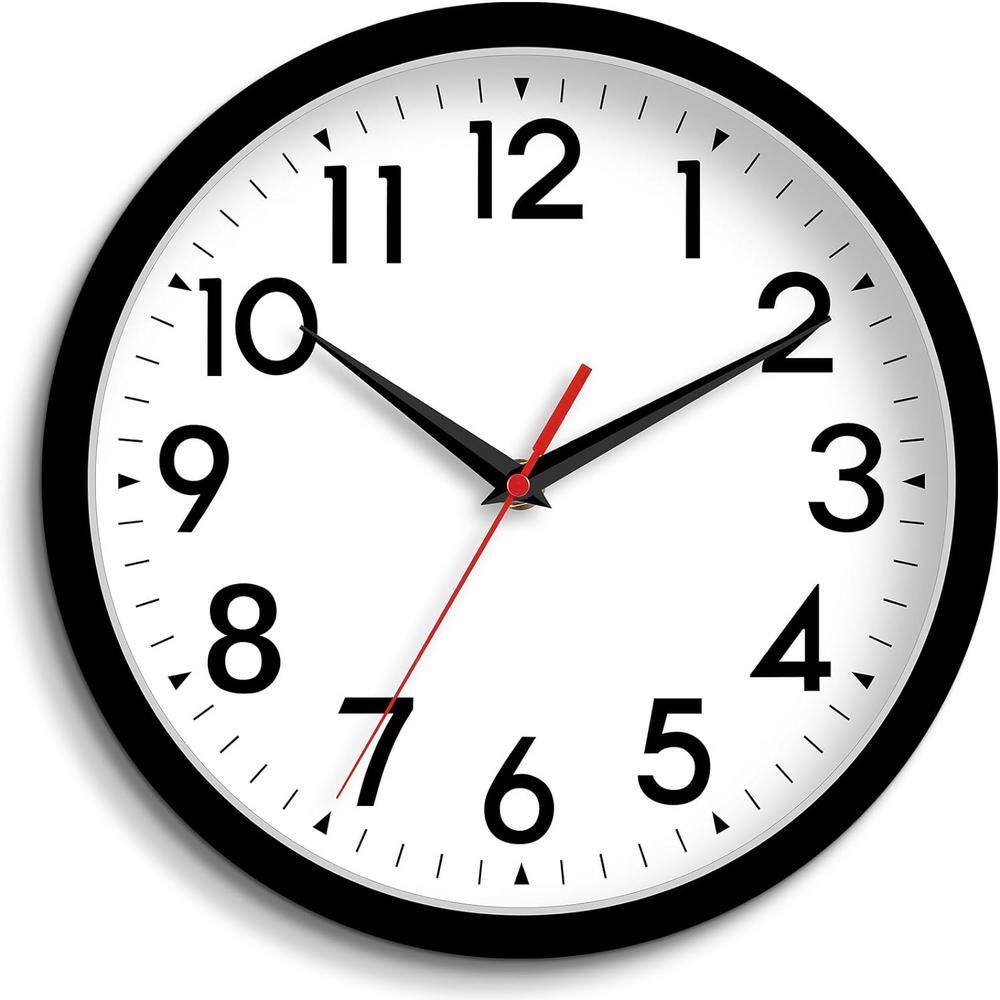 Afoxsos 14 in. Black Analog Silent Non-Ticking Battery Operated for ...