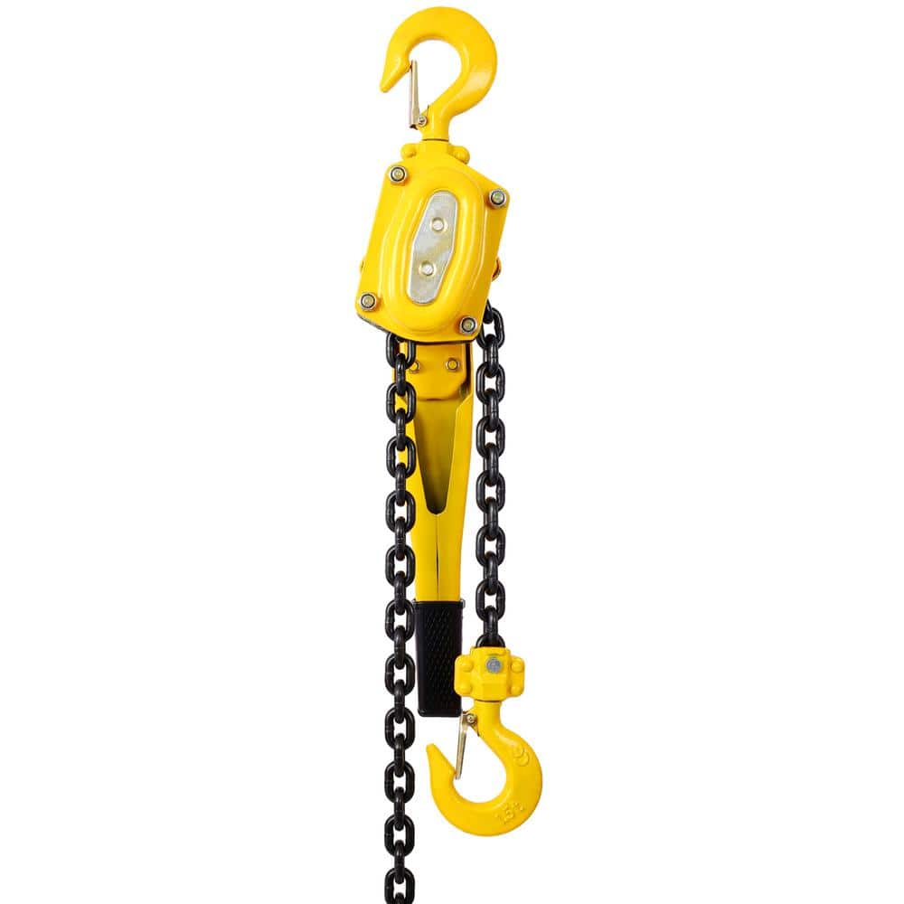 WRIGHTMASTER 1/2-Ton 10 ft. Lever Chain Hoist with Heavy Duty Hooks ...