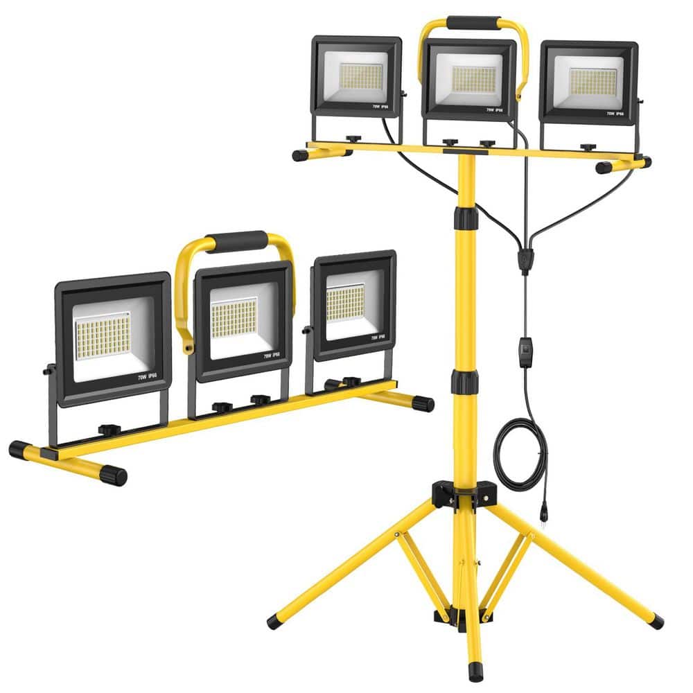 BeamBox 110 Volt. Yellow 21000 Lumens Adjustable 3-Head LED Work Light ...