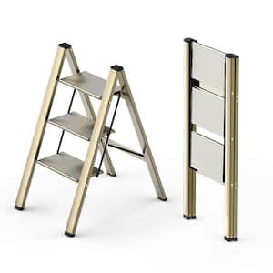 Angel Sar Reach 2 ft. Iron 2-Step Ladder, Woodgrain Step Stool 330 lbs ...