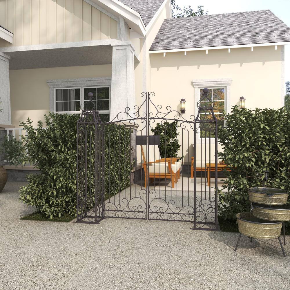 Litton Lane 64 in. x 60 in. L Traditional Brown Cantilever Metal Garden ...