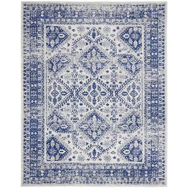 Nourison Whimsicle Ivory Navy 9 ft. x 12 ft. Geometric Bohemian Area ...