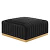 MODWAY Conjure Gold Black Channel Tufted Performance Velvet Ottoman EEI ...