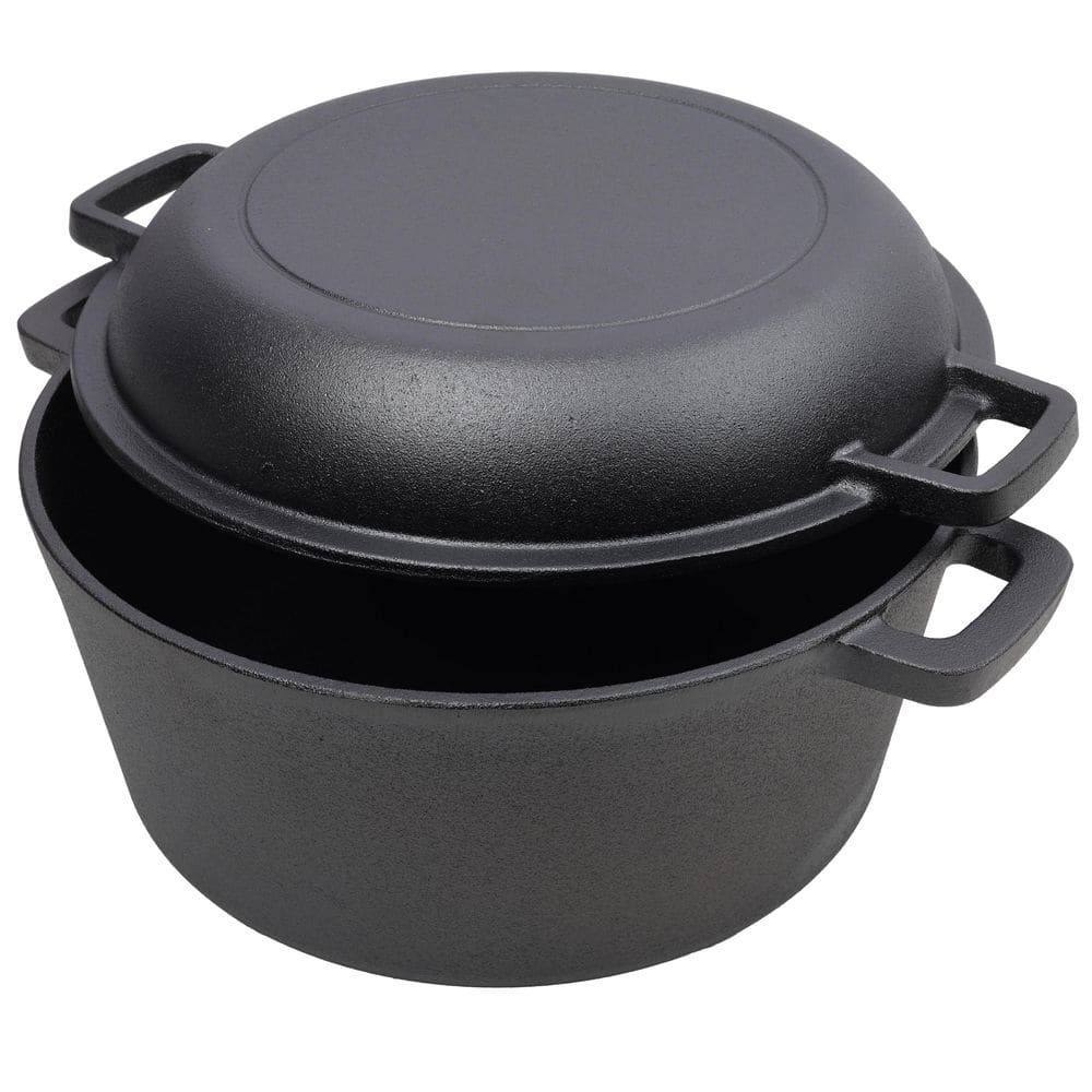 2-in-1 Pre-Seasoned Dutch Oven-5 Quart Deep Pot with Skillet Lid ...