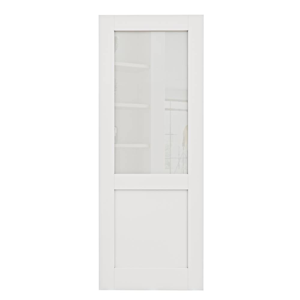 ARK DESIGN 30 in. x 80 in. White Primed 1/2-Lite Frosted Glass Door ...