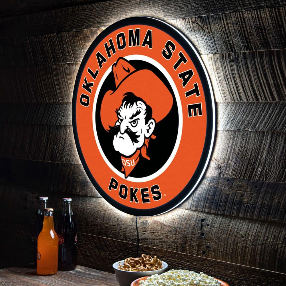 Evergreen Oklahoma State University Round 23 in. Plug-in LED Lighted ...