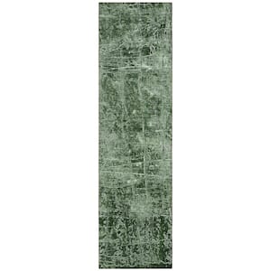 HomeRoots Purple and Green 2 ft. x 8 ft. Woven Abstract Runner Indoor ...